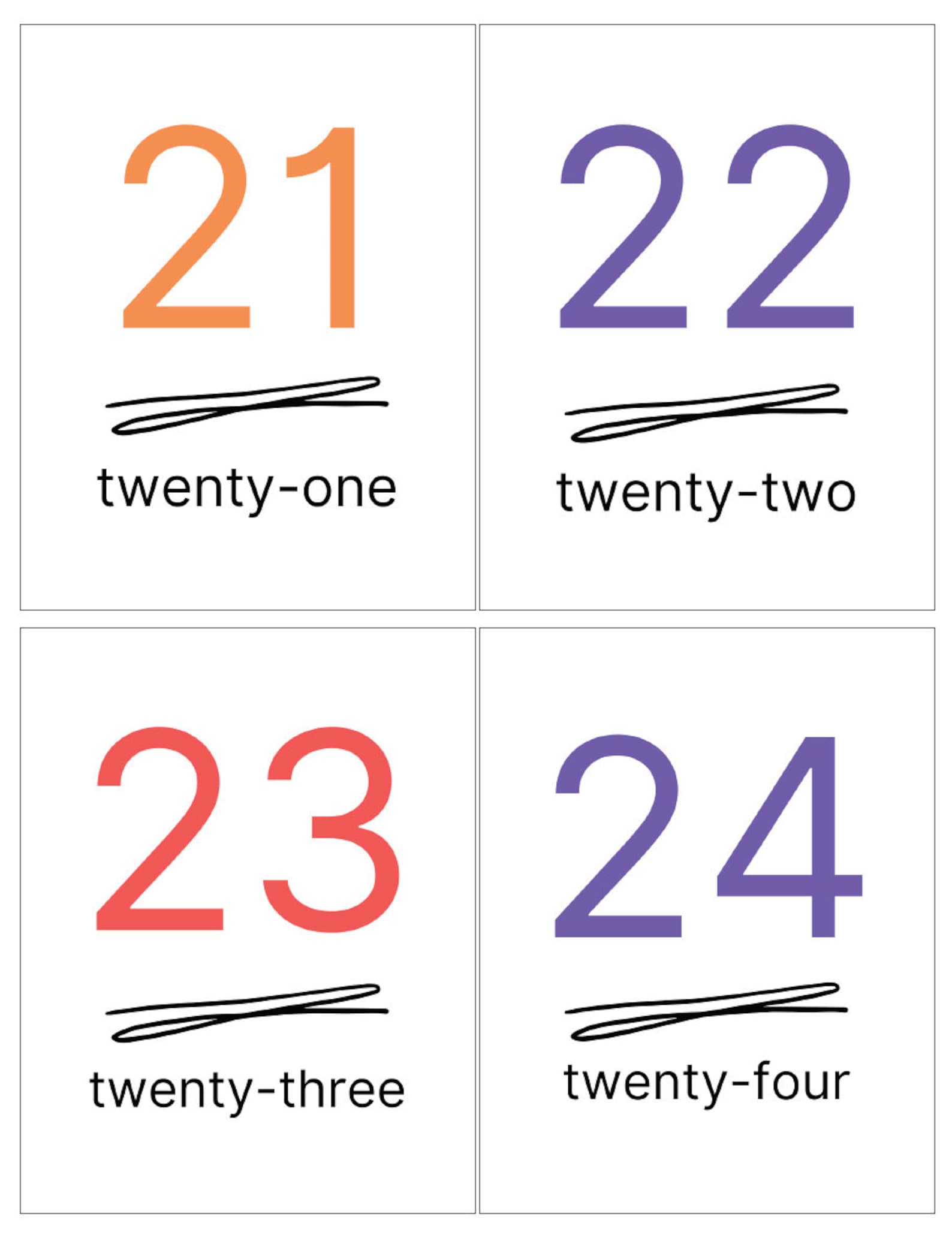 Number Flashcards (1-50) - Printable - Etsy