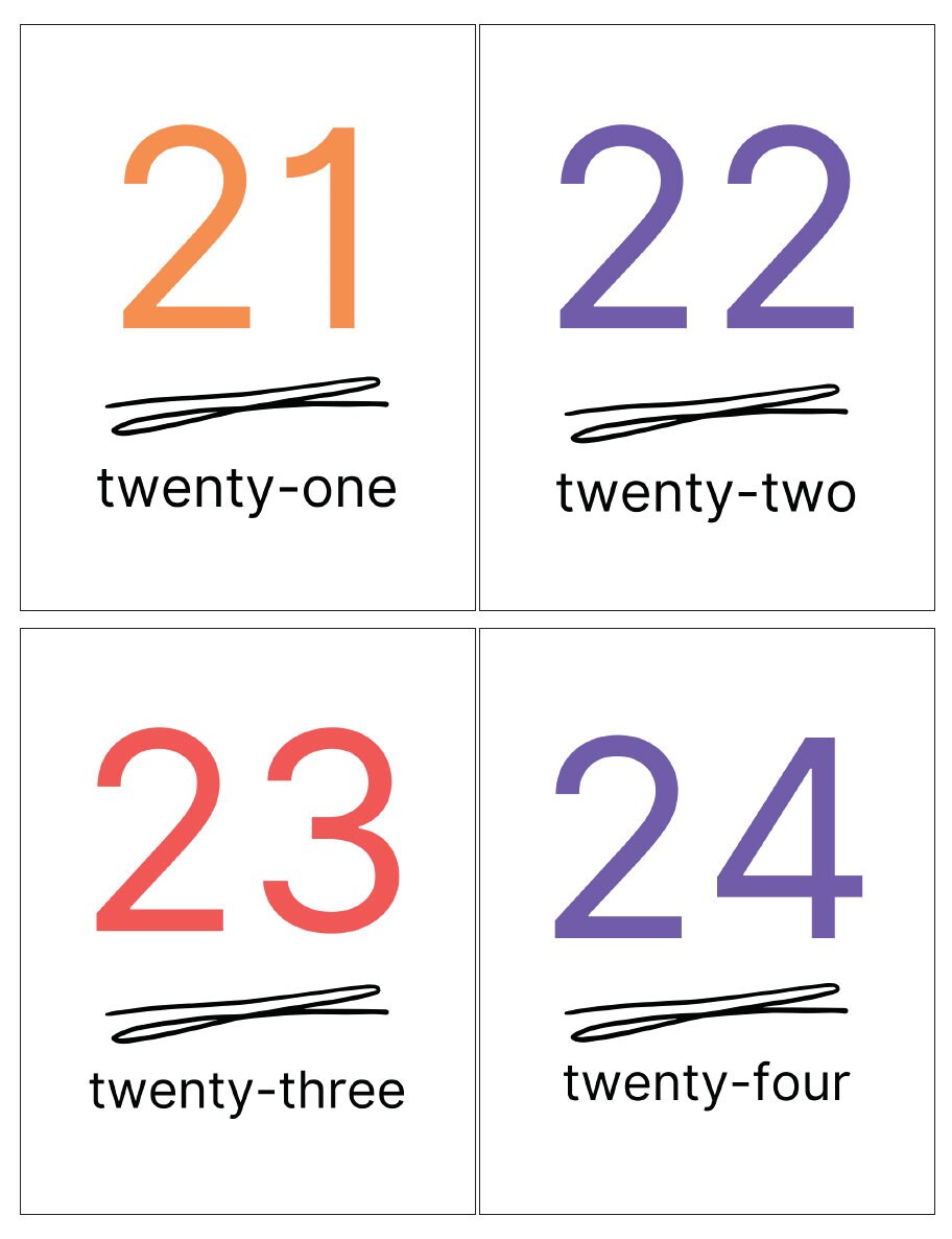 Number Flashcards (1-50) - Printable - Etsy