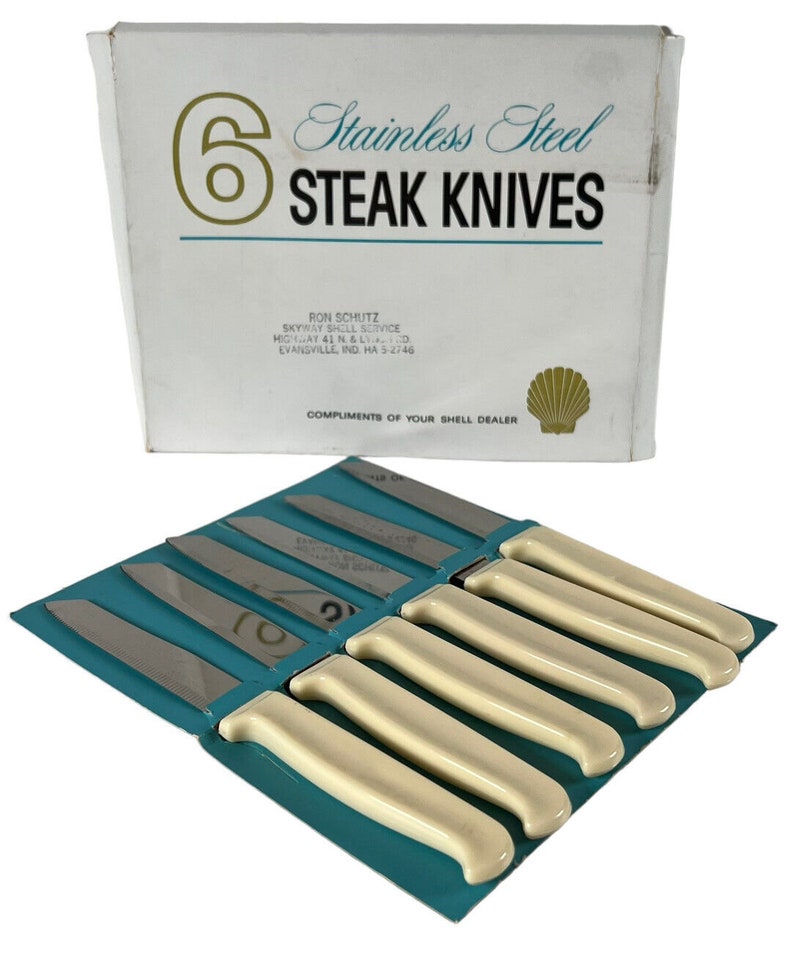 Vintage Shell Oil Promotional QUIKUT 6 Steak Knives Ron Schutz Skyway ...