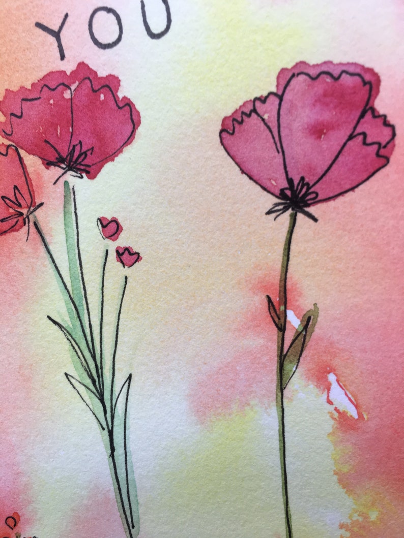 Handmade Watercolor Card - Etsy