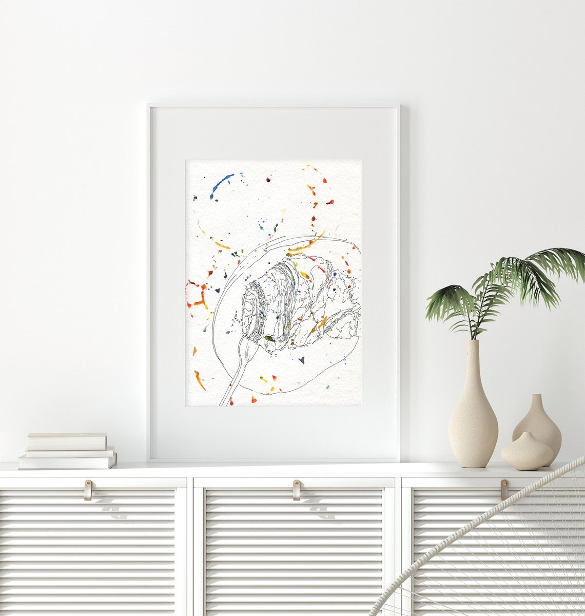 Abstract Croissant Watercolor Painting Printable Minimalist - Etsy