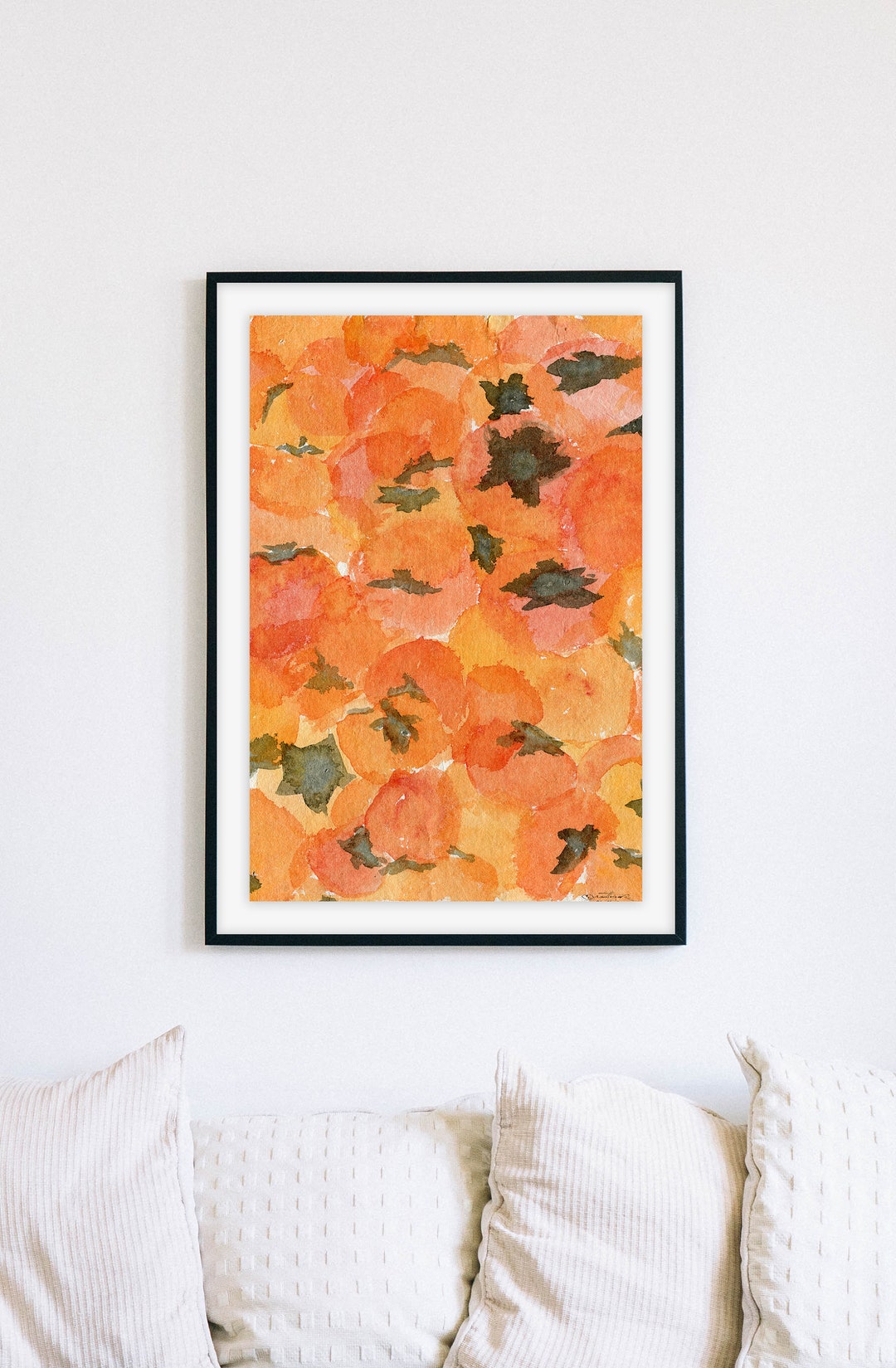 Persimmons Watercolor Painting Printable, Food Wall Art, Fruit Wall ...