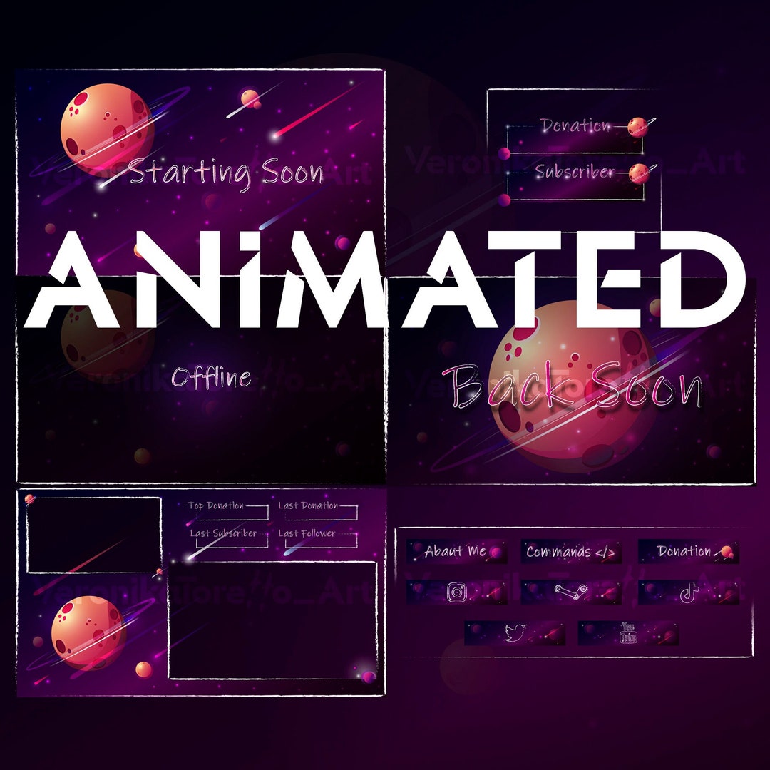 ANIMATED Twitch Overlay Stream Package Planets Twitch Overlay Stream ...