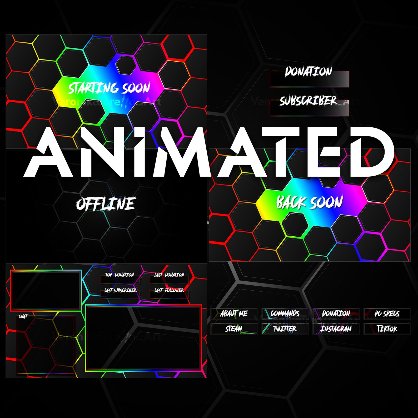 ANIMATED Twitch Overlay Stream Package RGB Twitch Overlay Stream ...