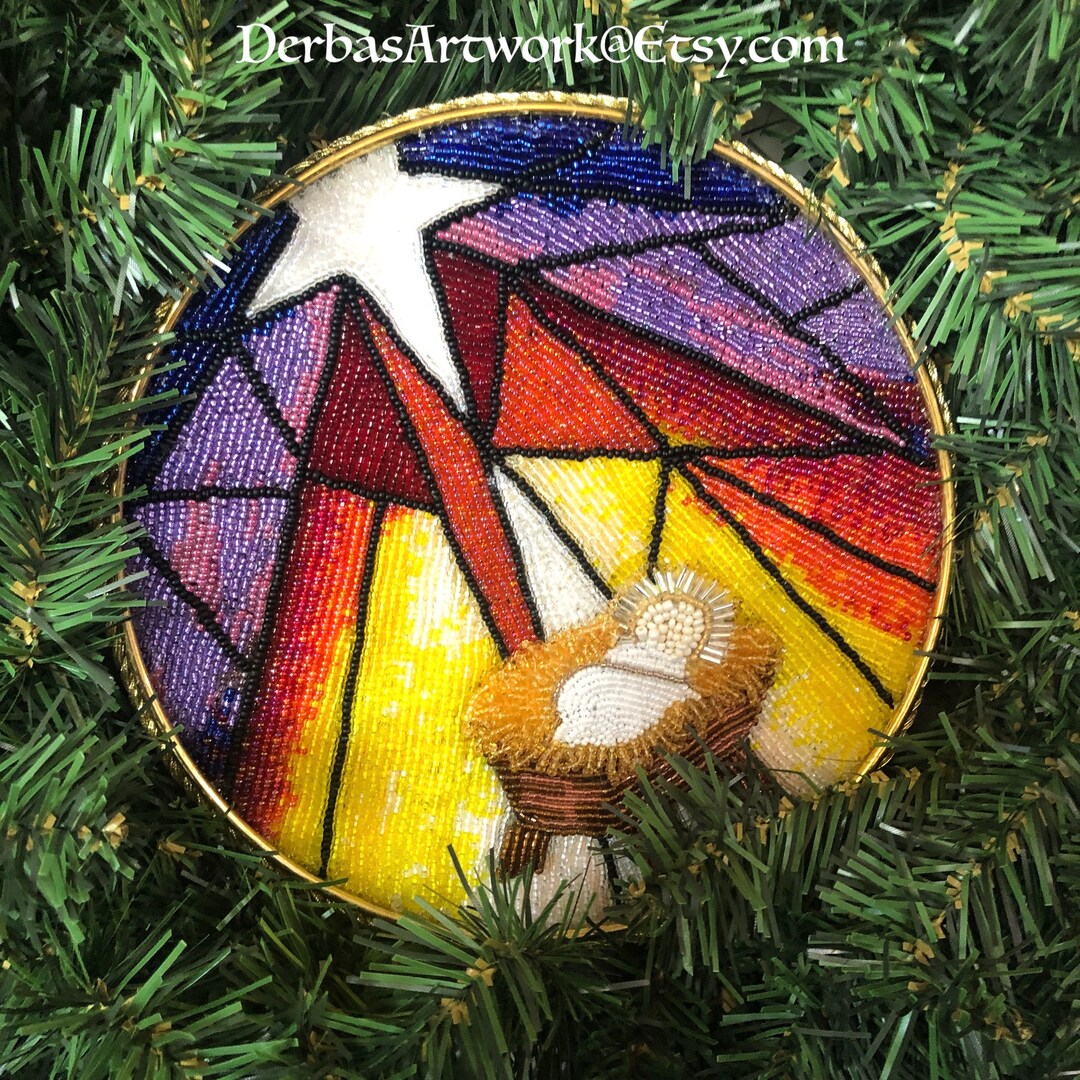 Christmas Tree Topper Wreath Insert Baby Jesus in Manger Under Natal ...