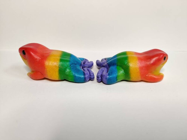 Polite Rainbow Frog Handmade Polymer Clay Sculpture - Etsy