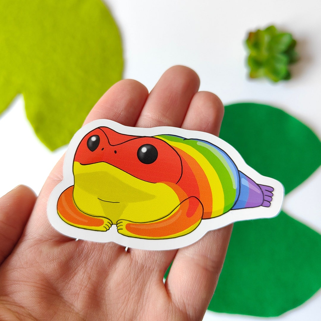 Rainbow Pride Polite Frog Vinyl Sticker - Etsy