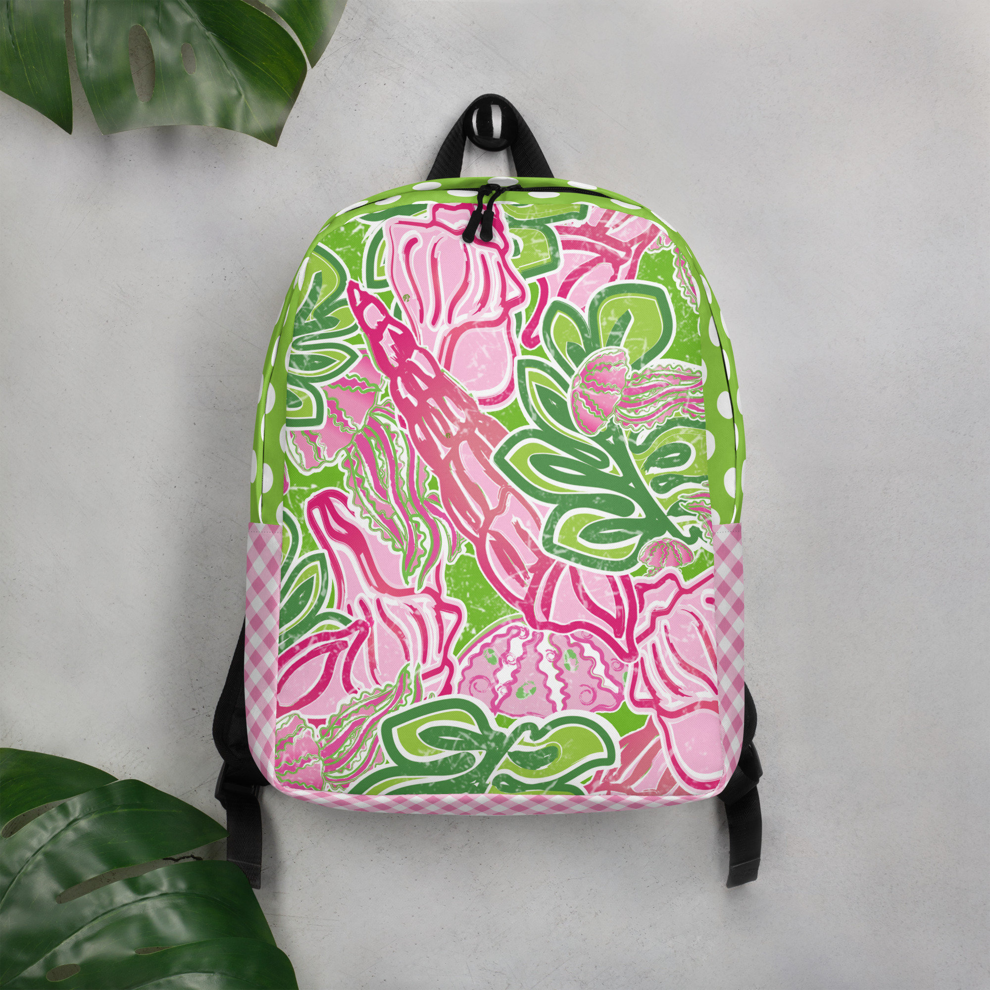 Preppy Pink and Green Shells Jelly Fish Back Pack Minimalist Backpack ...