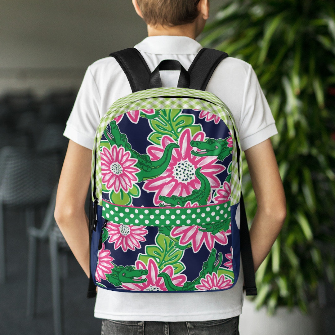 Preppy Pink Gators High School College Backpack W/ Front Pocket - Etsy
