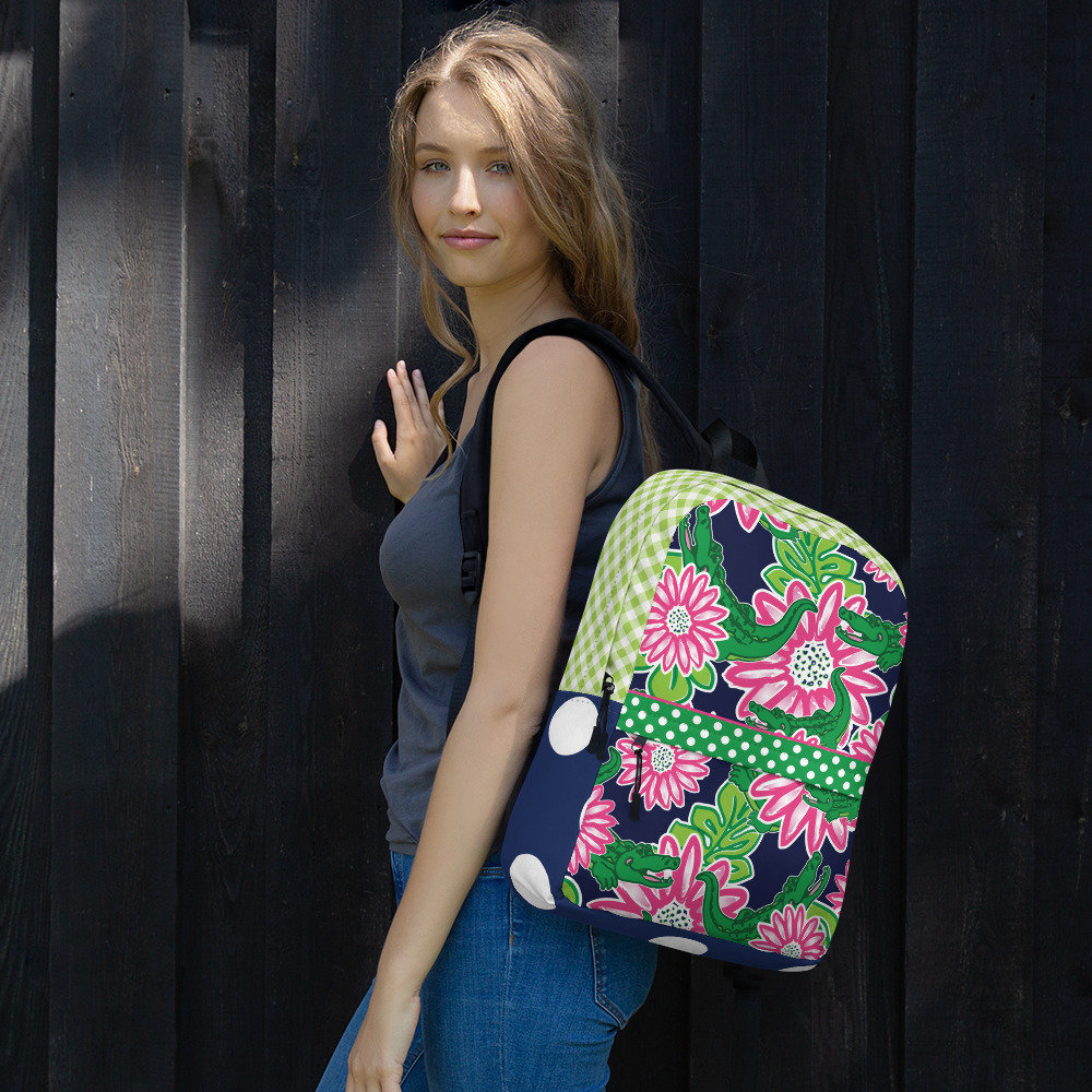 Preppy Pink Gators High School College Backpack W/ Front Pocket - Etsy