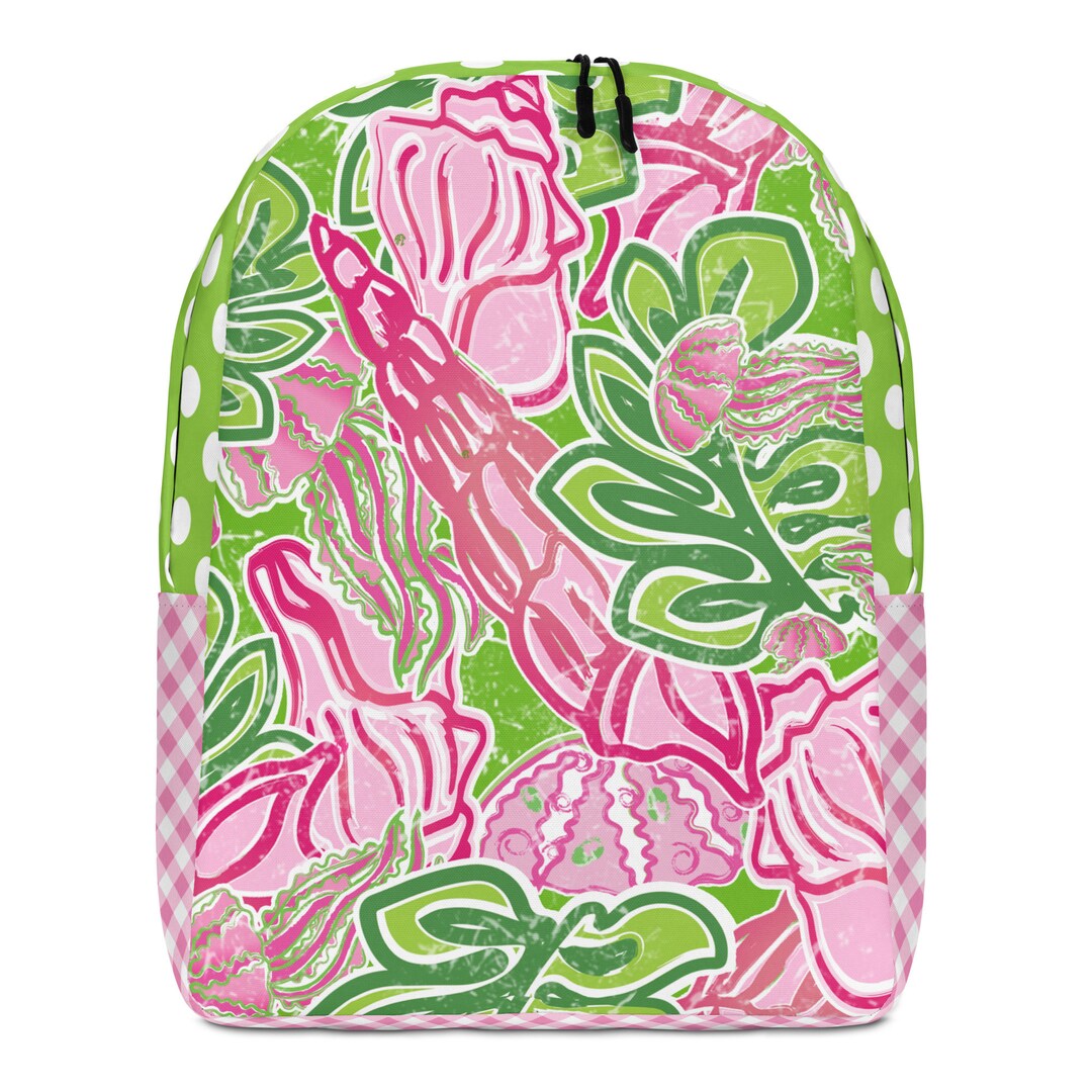 Preppy Pink and Green Shells Jelly Fish Back Pack Minimalist Backpack ...