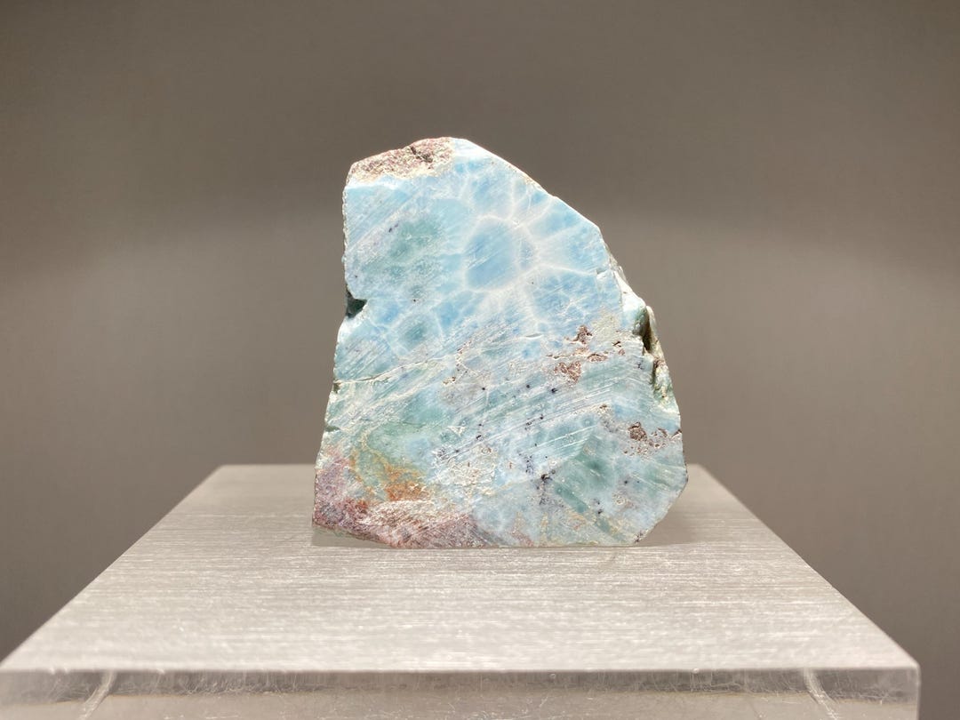 Natural + Rare | Aa-grade Medium Ocean Blue Green Larimar Crystal Slab ...