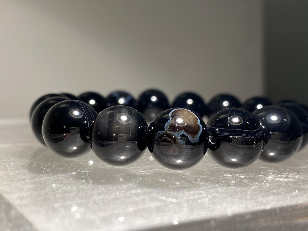 11mm to 12mm | Natural Aa-grade Black Onyx Crystal Bracelet With ...