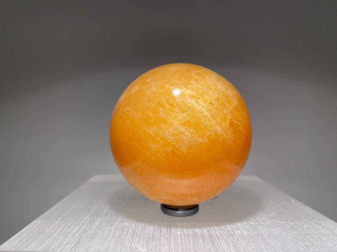 Natural + Unique Aa-grade Orange Calcite Sphere | Mineral Inclusions ...