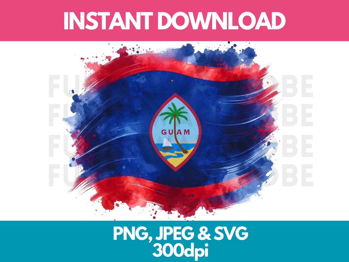 Guam Flag Watercolor Clipart: PNG SVG JPG Graphic (digital Download) - Etsy