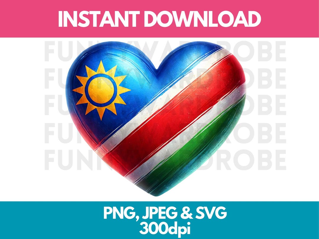Namibia Heart Flag Watercolor Effect PNG SVG JPG Digital Clipart Clip ...