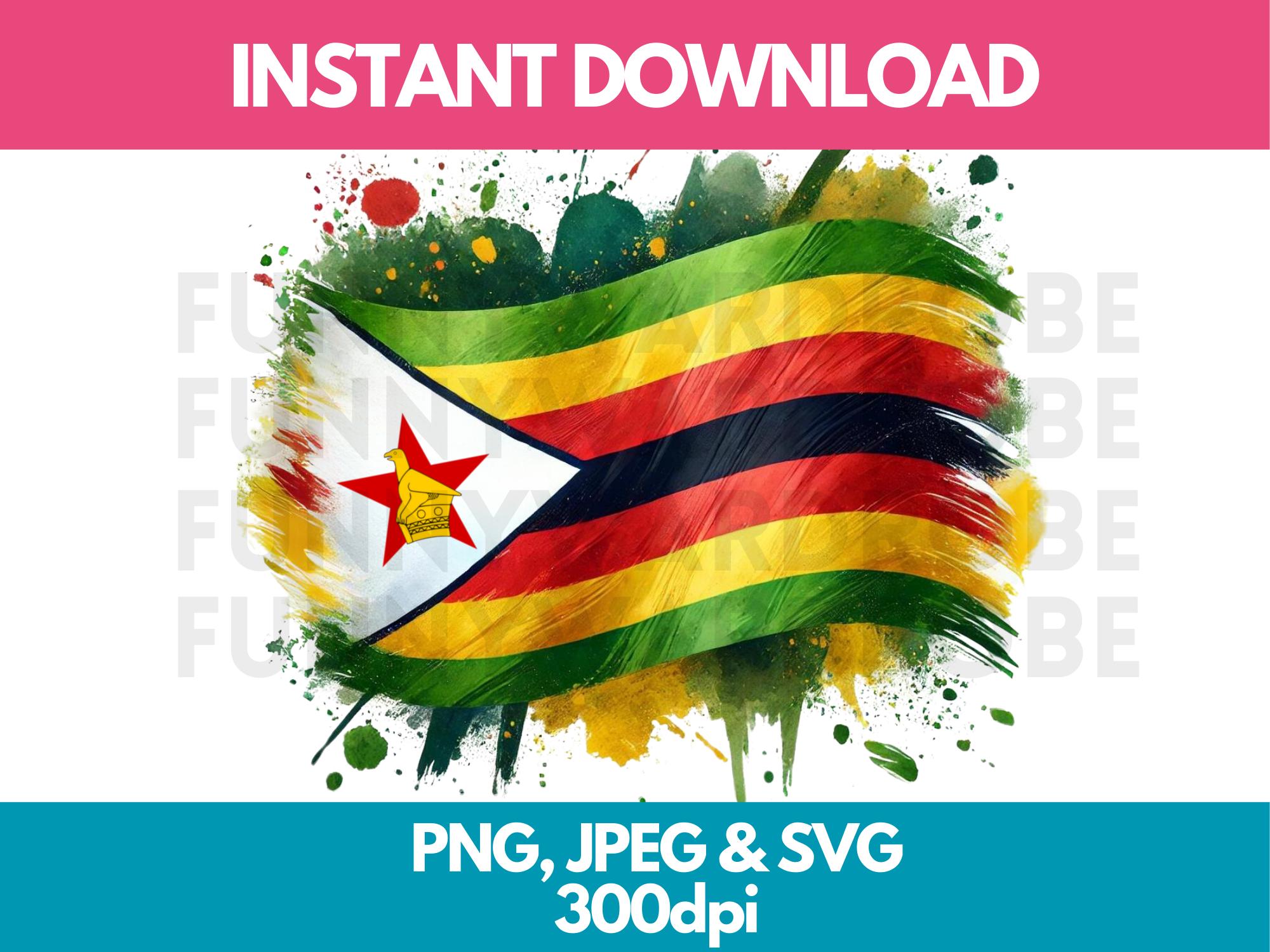 Zimbabwe Flag Watercolor Clipart: PNG SVG JPG Graphic (digital Download ...
