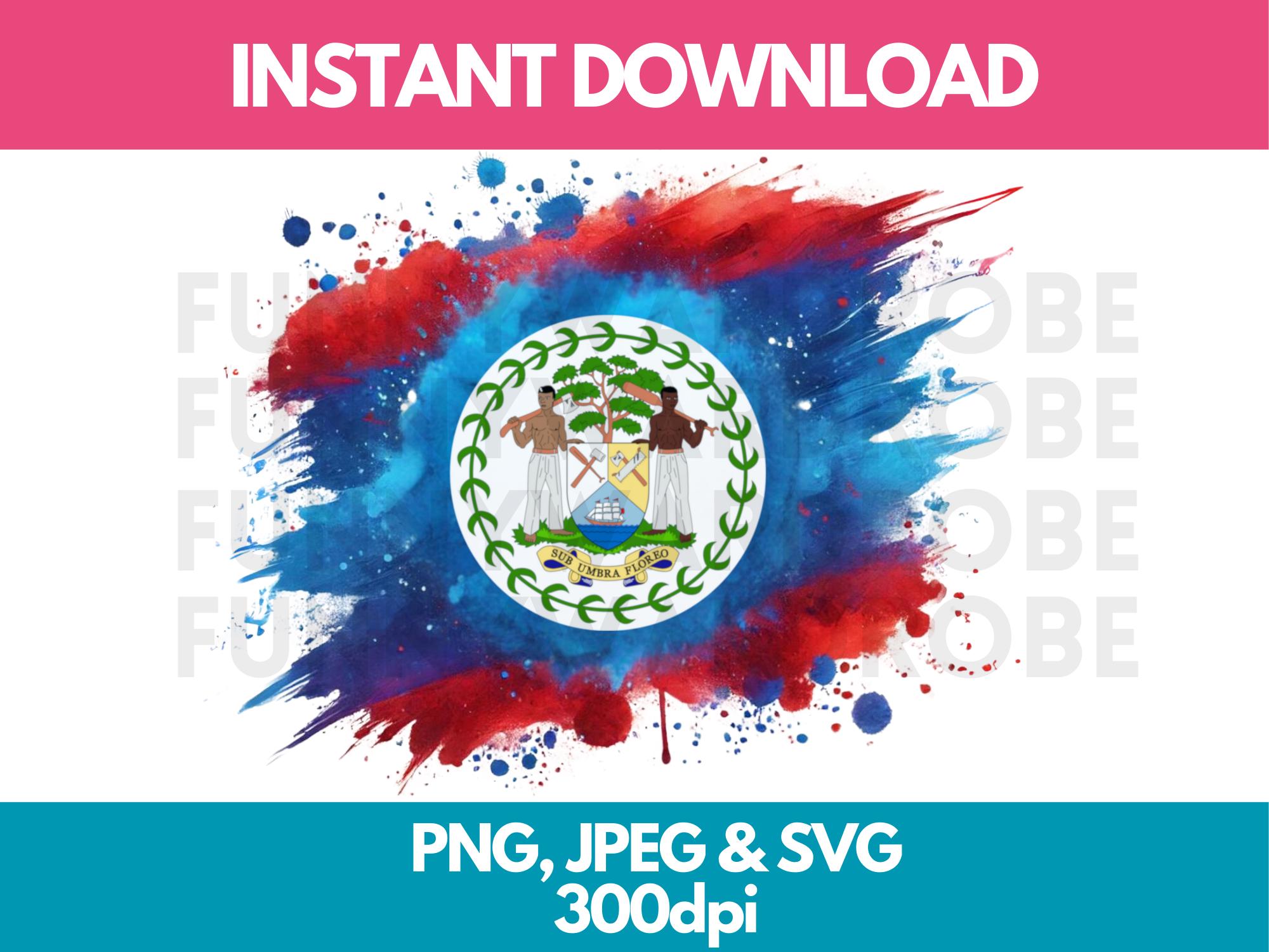 Belize Flag Watercolor Clipart: PNG SVG JPG Graphic (digital Download ...
