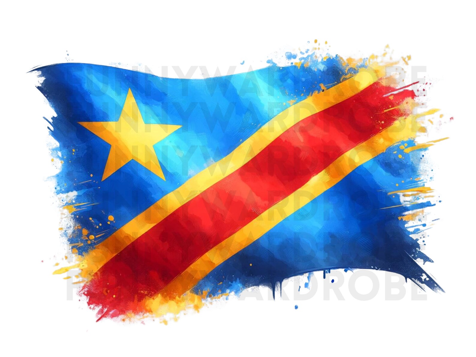 Congo Flag Watercolor Effect PNG SVG JPG Digital Clipart Clip Art ...