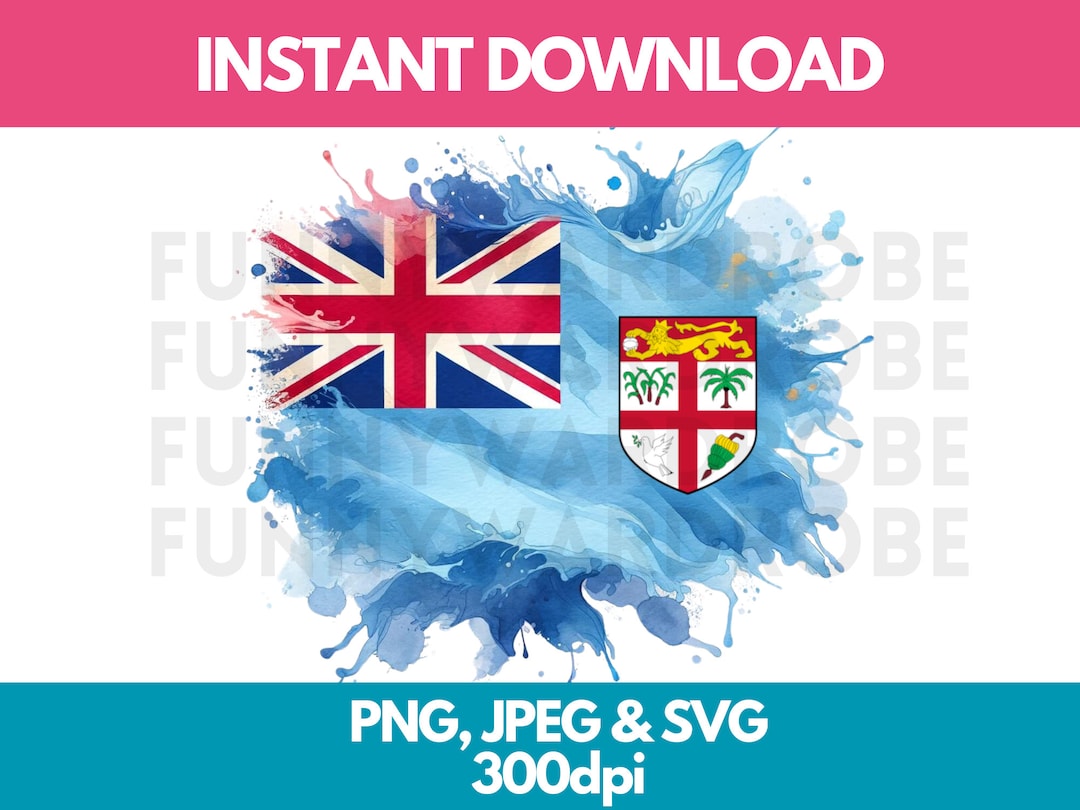 Fiji Flag Watercolor Effect PNG SVG JPG Digital Clipart Clip Art ...