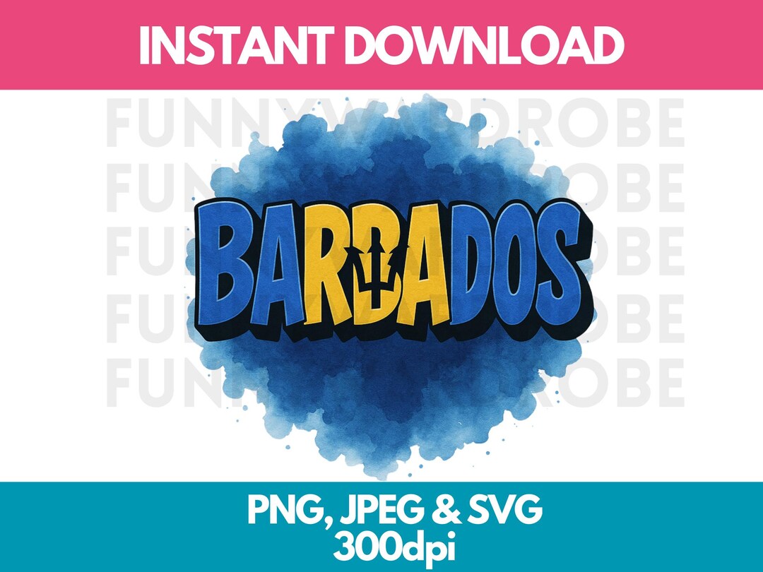 Barbados Flag 3D Graffiti Text PNG SVG JPG Digital Clipart Clip Art ...
