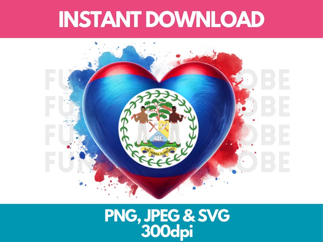 Belize Heart Flag Watercolor Clipart: PNG SVG JPG (digital Download) - Etsy