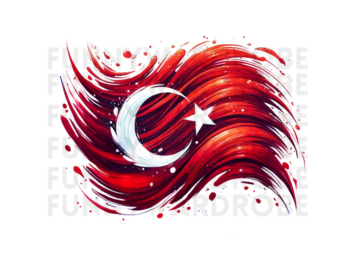 Turkey Flag Watercolor Effect PNG SVG JPG Digital Clipart Clip Art ...