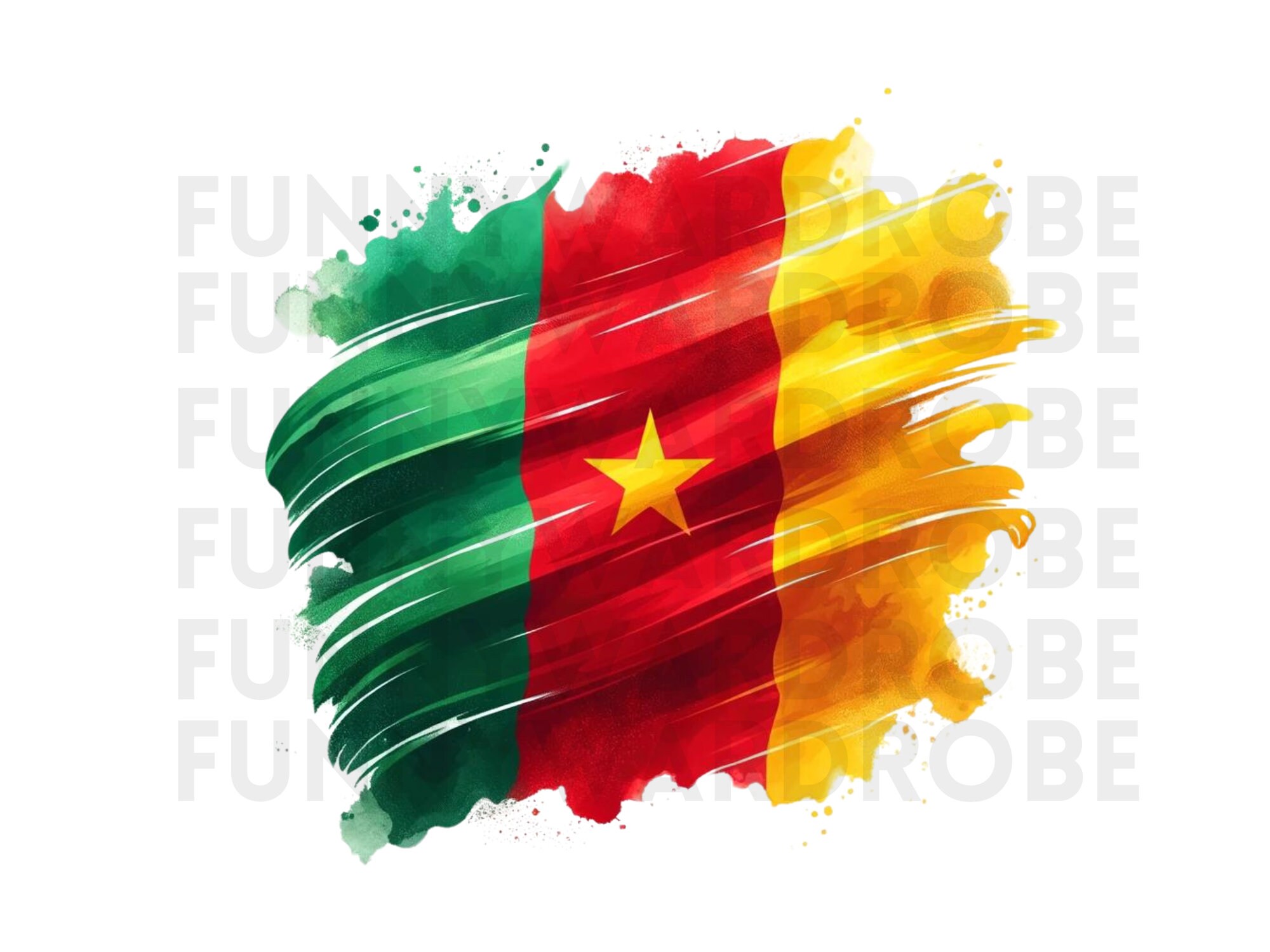 Cameroon Flag Watercolor Effect PNG SVG JPG Digital Clipart Clip Art ...