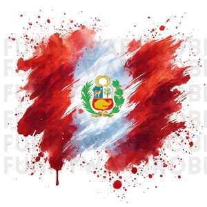Peru Flag Watercolor Effect PNG SVG JPG Digital Clipart Clip Art ...