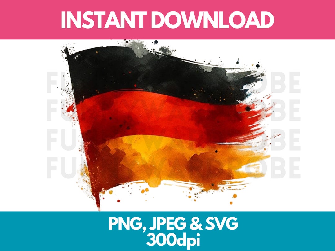 Germany Flag PNG SVG JPG Watercolor Effect Digital Clipart Clip Art ...