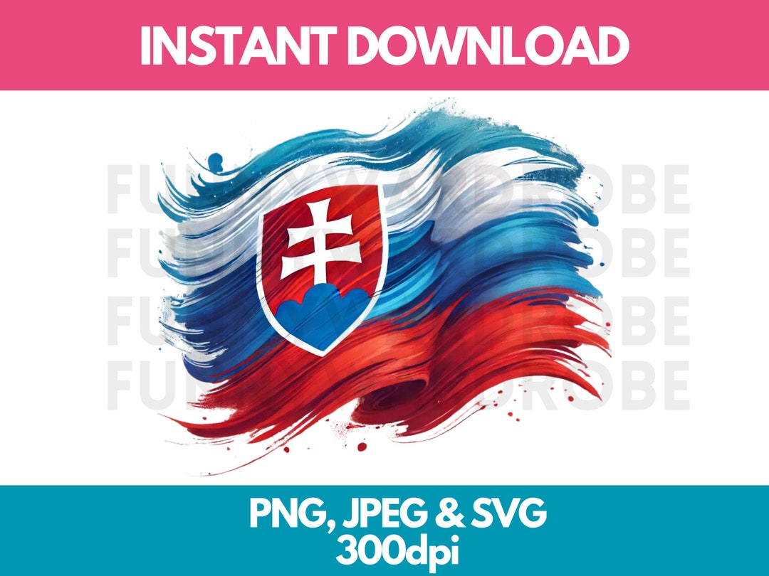 Slovakia Flag Watercolor Effect PNG SVG JPG Digital Clipart Clip Art ...