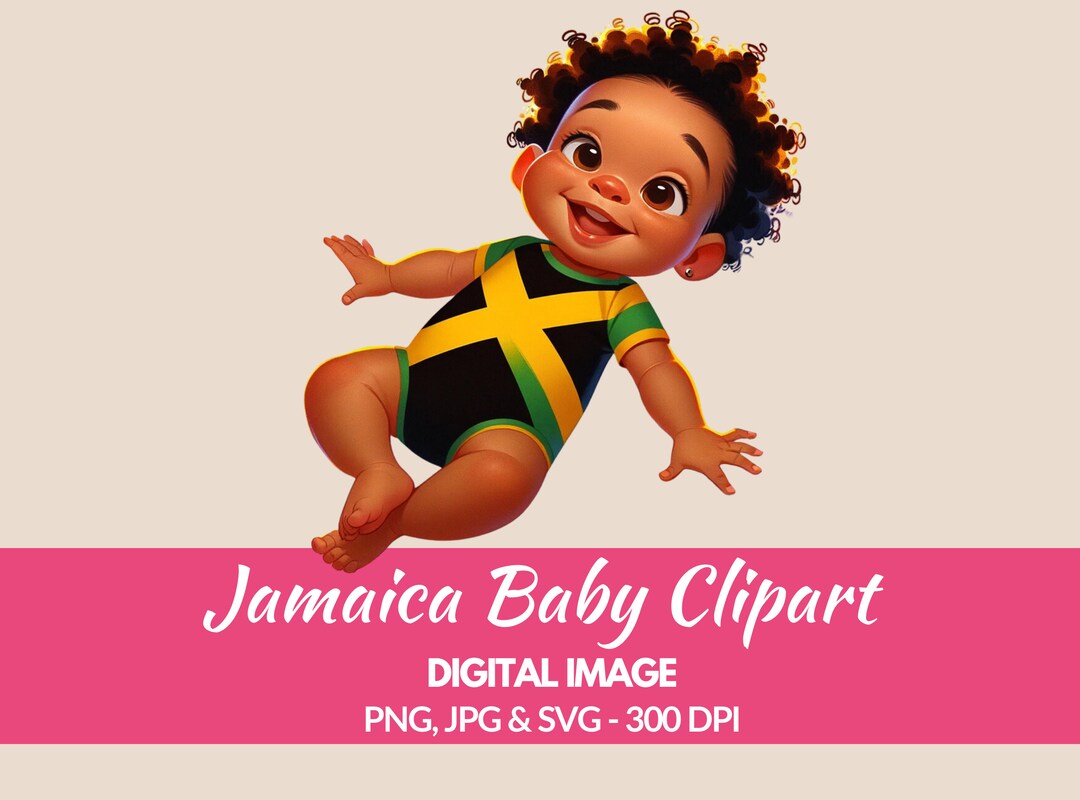 Jamaica Flag Baby Clipart: Watercolor Cartoon (PNG, SVG, JPEG) - Etsy