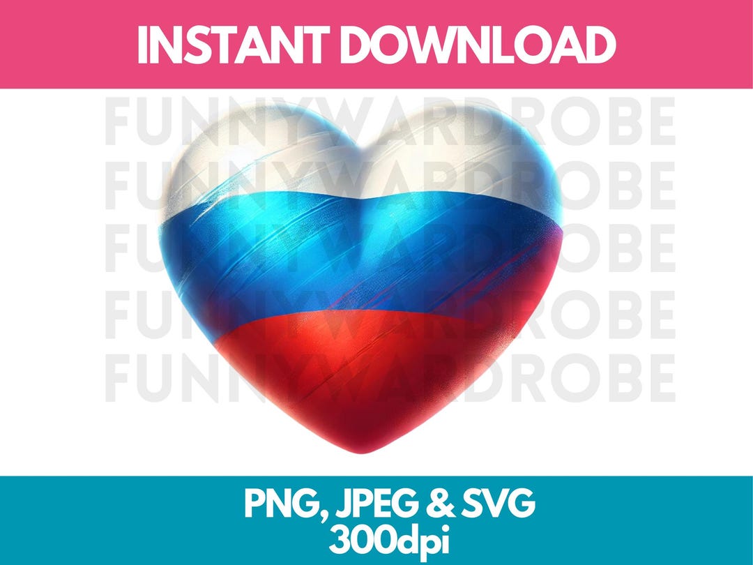 Russia Heart Flag Watercolor Effect PNG SVG JPG Digital Clipart Clip ...
