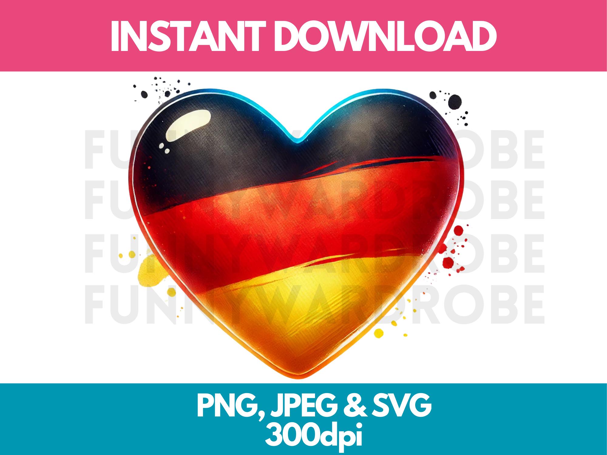 Germany Heart Flag Watercolor Effect PNG SVG JPG Digital Clipart Clip ...
