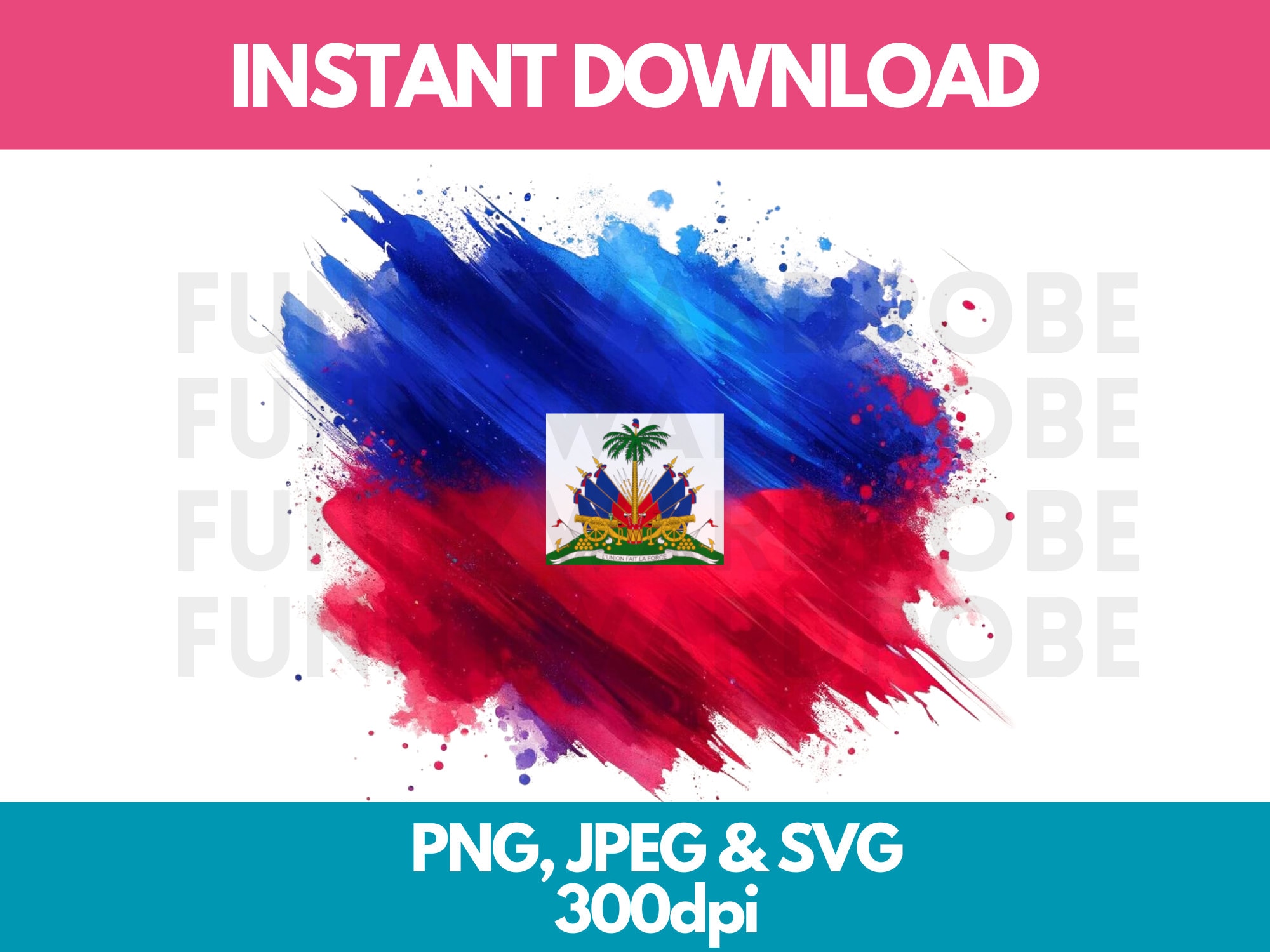 Haiti Flag Watercolor Effect PNG SVG JPG Digital Clipart Clip Art ...
