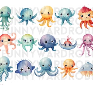 Watercolour Cute Baby Sea Creatures Clipart Bundle - Under the Sea ...