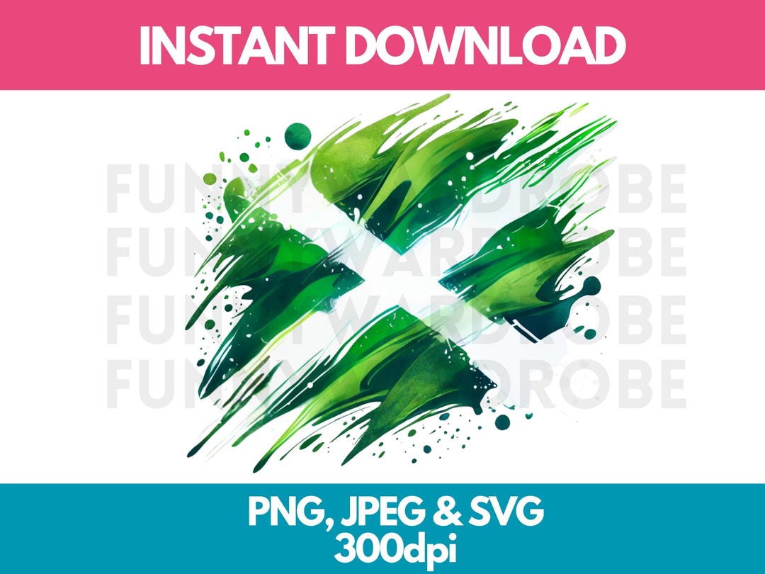 Green Cross Flag PNG SVG JPG Watercolor Effect Digital Clipart Clip Art ...