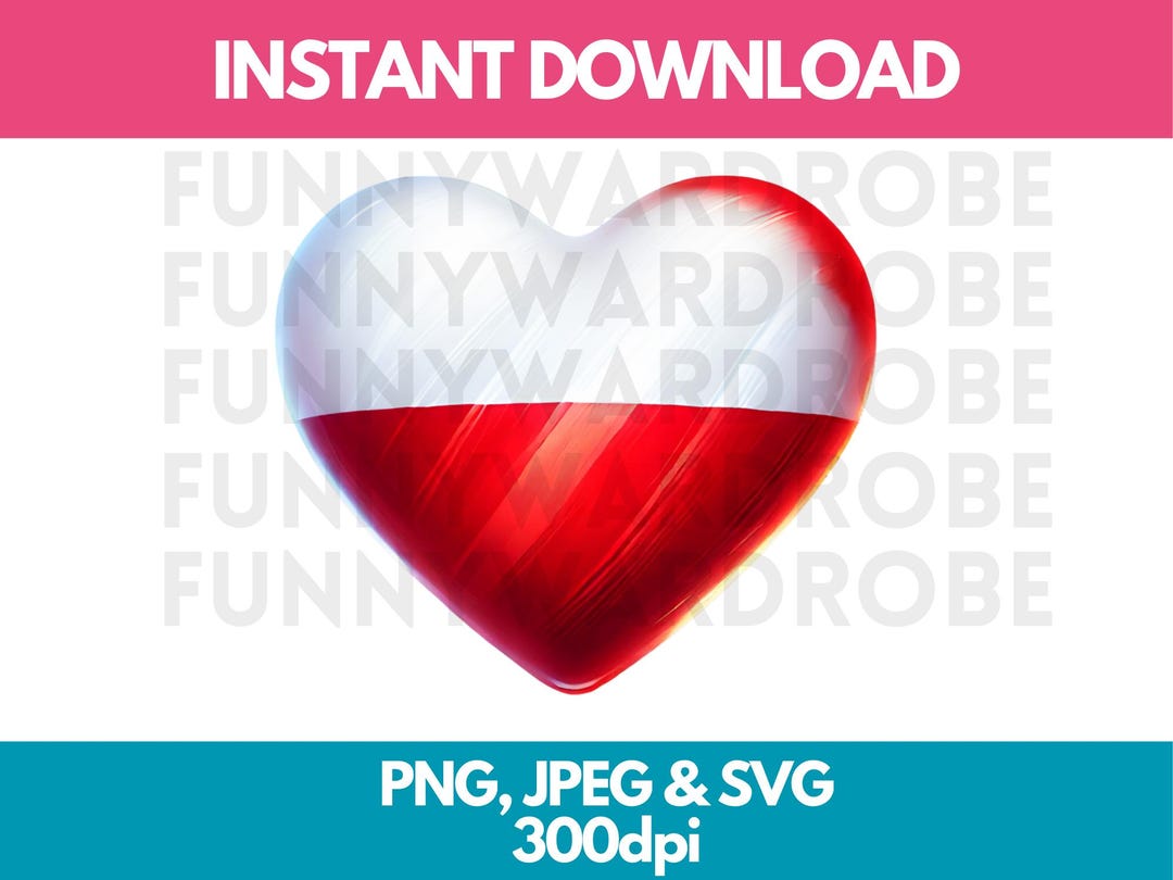 Poland Heart Flag Watercolor Clipart: PNG SVG JPG (digital Download) - Etsy