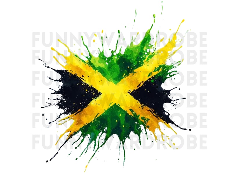 Jamaica Splash Flag Watercolor Effect PNG SVG JPG Digital Clipart Clip ...