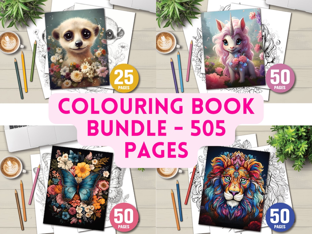Cute Baby Animal Colouring Pack Bundle 505 Pages - Instant Digital ...