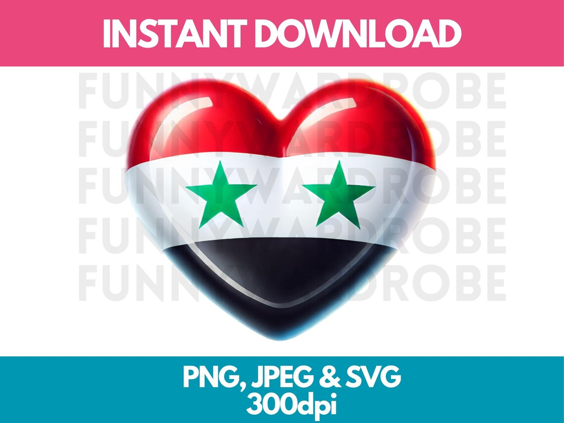 Syria Heart Flag Watercolor Clipart: PNG SVG JPG (digital Download) - Etsy