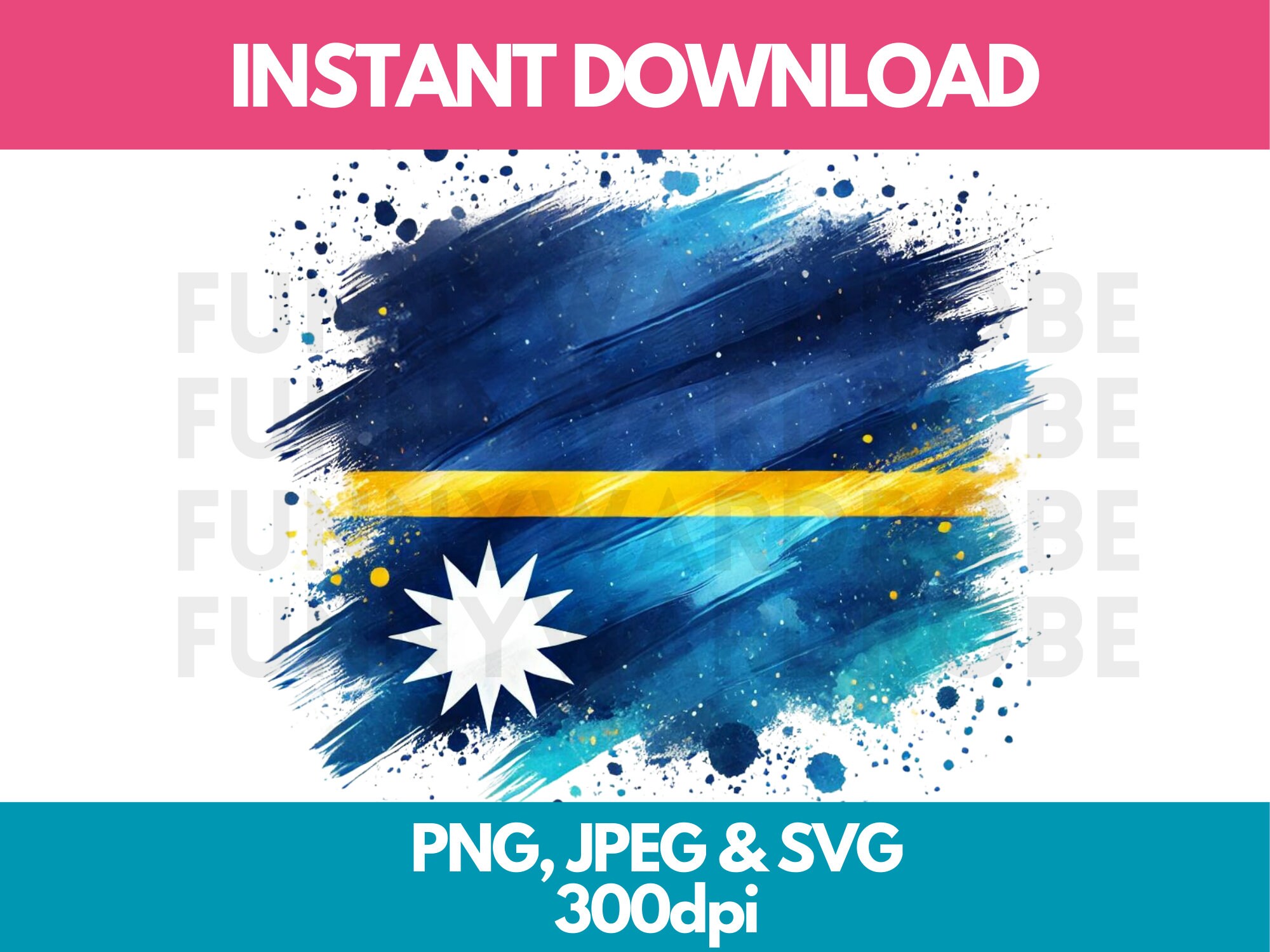 Nauru Flag Watercolor Clipart: PNG, SVG, JPG (digital Download) - Etsy