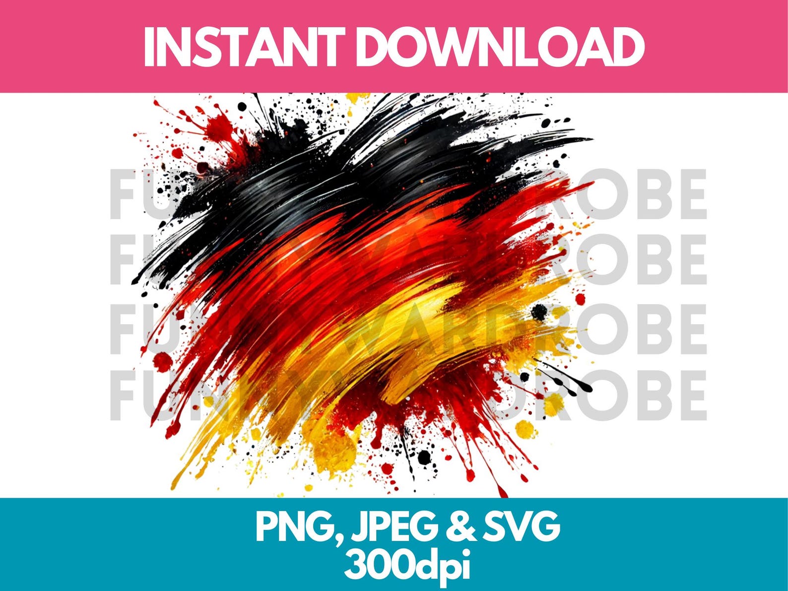 Germany Flag Watercolor Clipart: PNG SVG JPG Graphic (digital Download ...