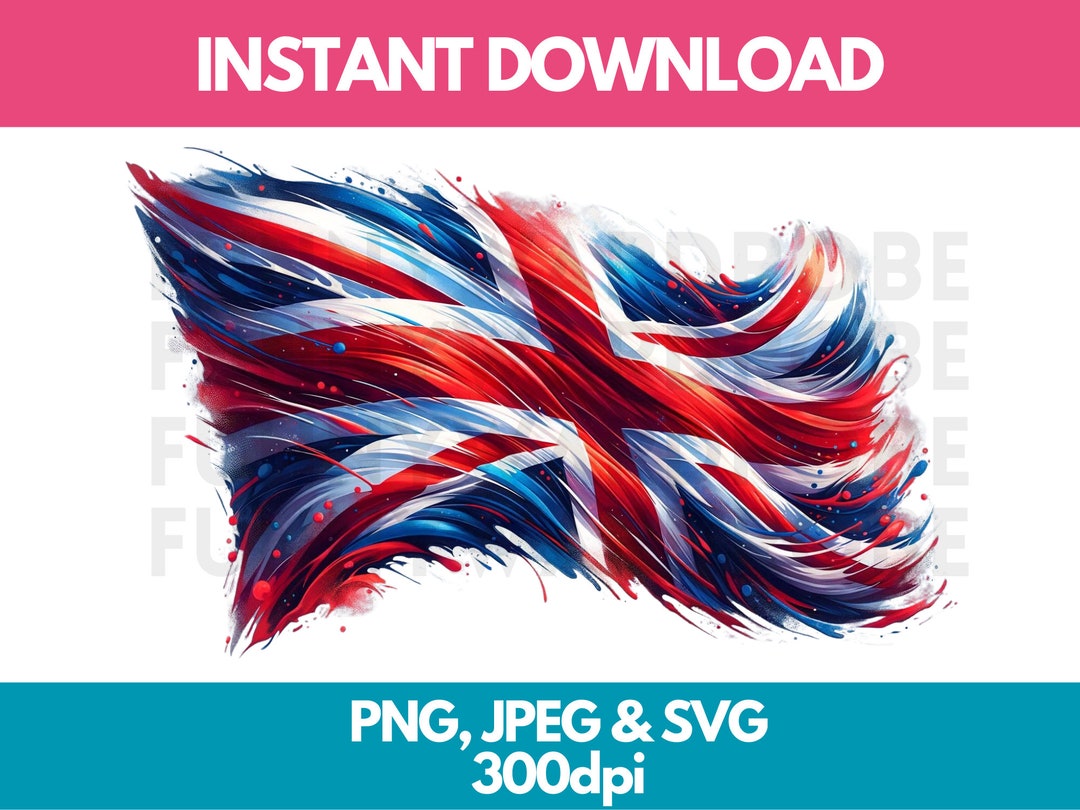 UK Great Britain Flag Watercolor Effect Svg Jpg Png Digital Clipart ...