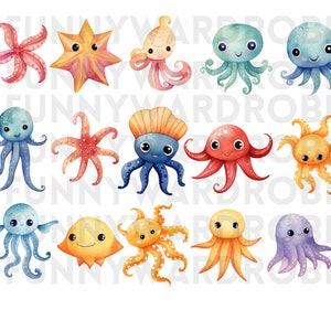Watercolour Cute Baby Sea Creatures Clipart Bundle - Under the Sea ...