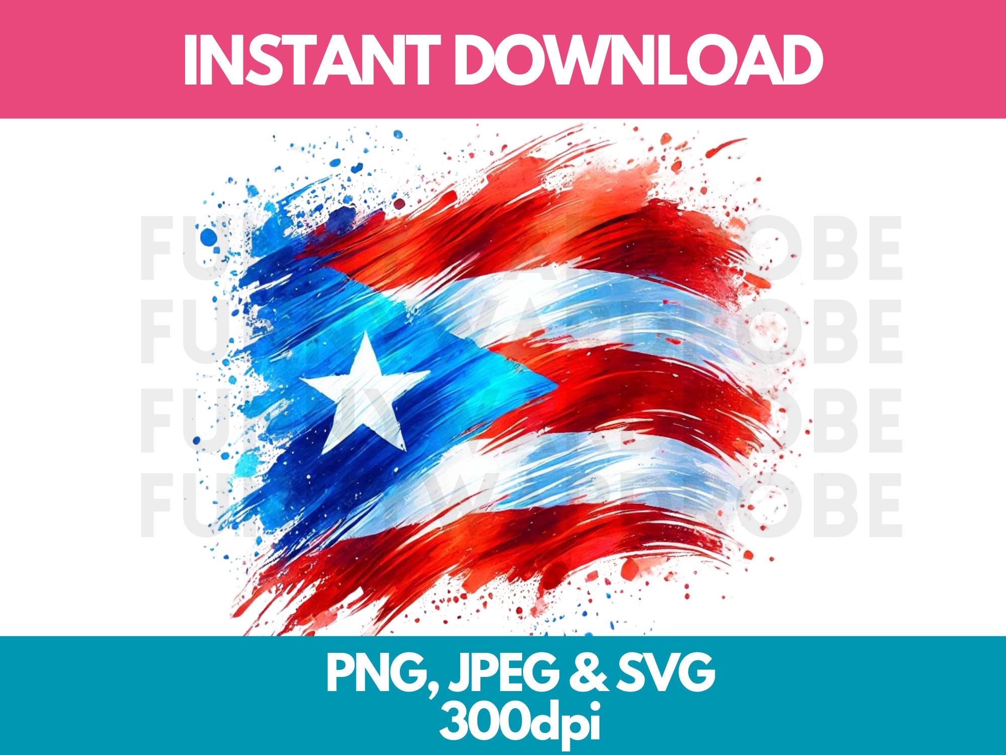 Puerto Rico Flag Watercolor Clipart: PNG, SVG, JPG (digital Download ...