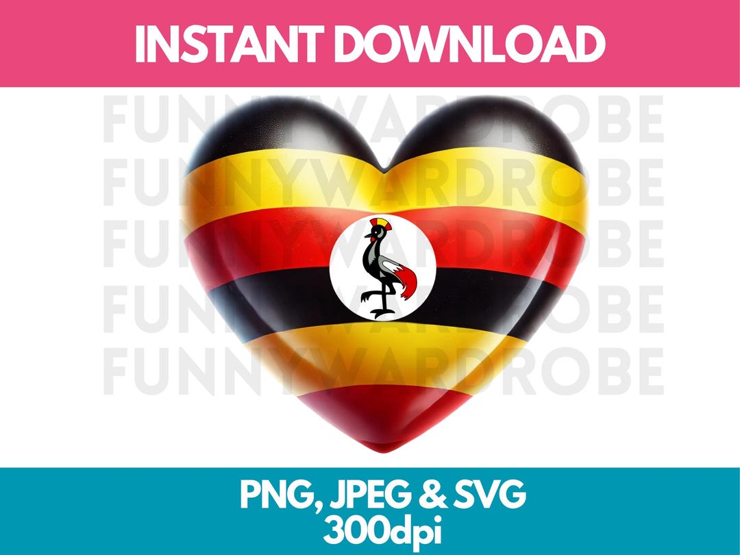 Uganda Heart Flag Watercolor Clipart: PNG SVG JPG (digital Download) - Etsy