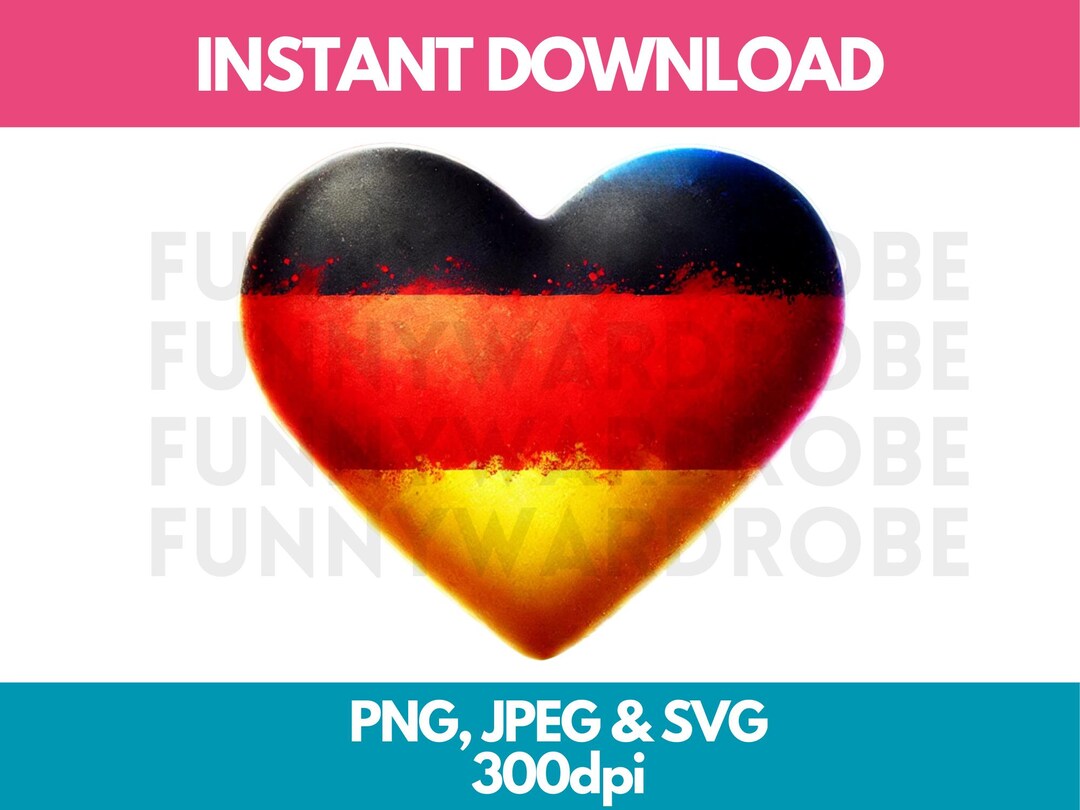 Germany Heart Flag Watercolor Effect PNG SVG JPG Digital Clipart Clip ...