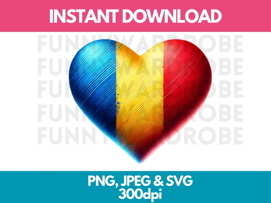 Romania Heart Flag Watercolor Effect PNG SVG JPG Digital Clipart Clip ...