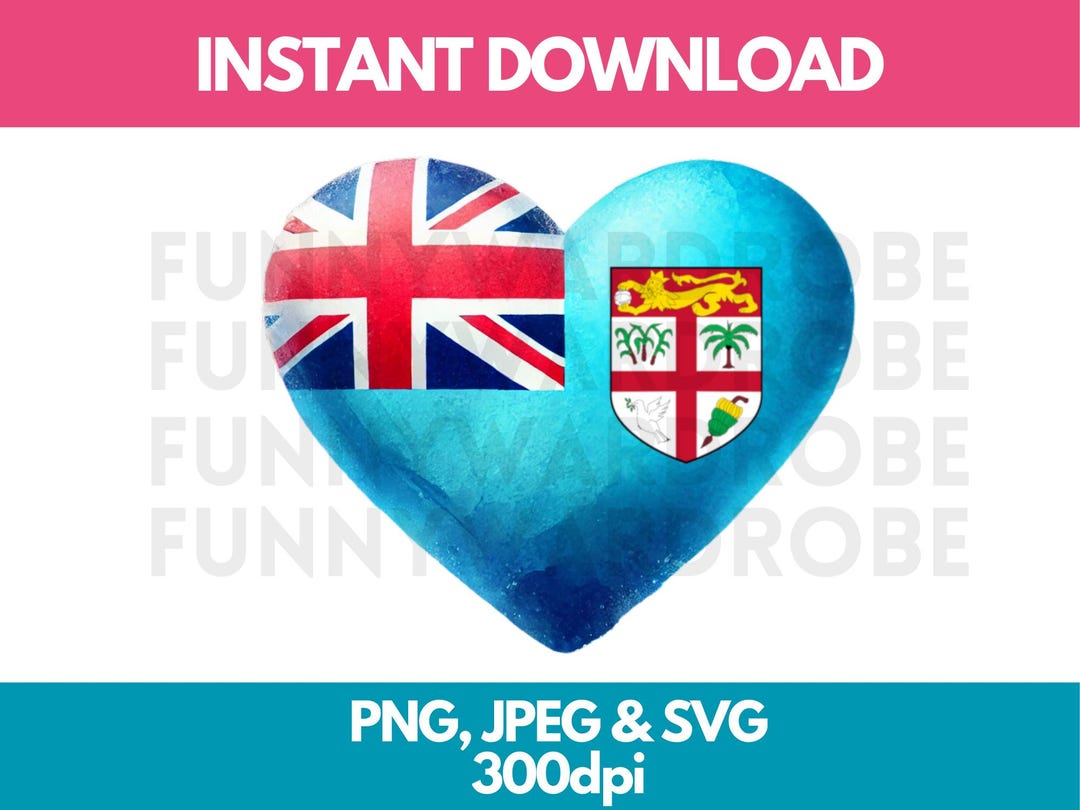 Fiji Heart Flag Watercolor Clipart (PNG, SVG, JPG Digital Download) - Etsy